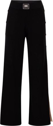 Elisabetta Franchi Femme, Pantalons, Noir, Taille: 36 FR Wide Pantalons
