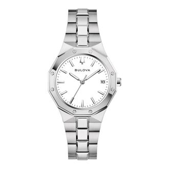 Bulova Femme, Accessoires, Blanc, Taille: ONE Size Octagon Watch