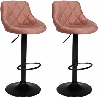 Happy Garden Happy Garden - Lot de 2 tabourets de bar en velours rose robin