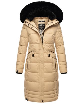 Navahoo Damen Winter-Mantel Steppmantel Winterjacke mit abnehmbarem Kunstfell B850 [B850-Fahmiy-Beige-Gr.XL]