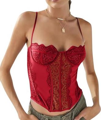 TOMWELL Corset Femme Bustier Sexy Lingerie Spaghetti Strap Camisole Slim Débardeurs Vêtements de Base Sans Manches Streetwear Sexy Débardeur Y2K Tank Top A Ro