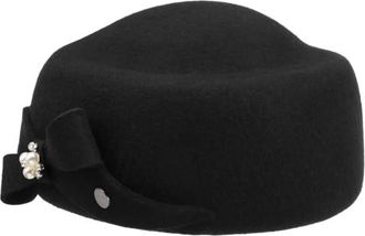 Lierys Chapeau en Laine Valija Pillbox Femme - Made in Italy de f&ecirc;te Feutre Hiver Automne-Hiver - Taille Unique Noir