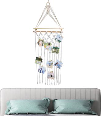 Generic Boho-Bilderst&auml;nder, mit 20 Klammern aus Holz, Collagehalter | Wanddekoration mit Fotohalter | f&uuml;r Schlafzimmer, Schlafsaal, Wohnzimmer, Kinderzimmer, 