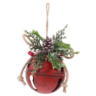 DOITOOL Eisen Weihnachtsglocke Gro&szlig; Vintage Stil Langlebige Eisen-deko mit Klassischen Weihnachtsbeeren Rustikale Xmas H&auml;ngedekoration f&uuml;r Innen und Au&szlig;en Fes