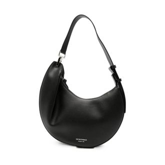 Emporio Armani Umh&auml;ngetasche aus Leder in Halbmondform - - Bags - Damen - Schwarzk - ONE SIZE