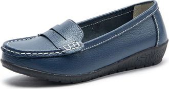 Generic Mocassins confortables et d&eacute;contract&eacute;s pour femme, mocassins classiques en cuir pour femme pour le travail daffaires, noir fonc&eacute;, 40.5 EU