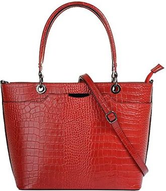 Cluty Sac à main Femme cuir véritable | Fabriqué en Italie, compartiment pour smartphone, sac à main pour femme, sac bandoulière en relief crocodile, sac en