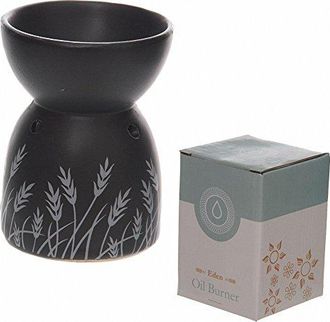 Puckator OB110 Ceramic Oil Burner Grass Design Black