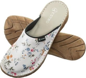 Estro & Luminara Pantoufles Femme Chausson Chaud - Chausson Feutre Femme Mules Feutre avec Semelle Antiderapante F03 (38, Blanc 2)