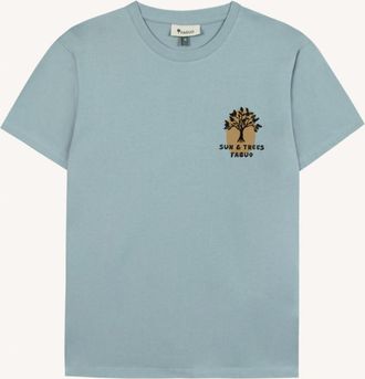 Faguo T-shirt bleu gris&eacute; coton recycl&eacute; - ARCY