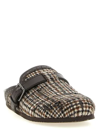 Brunello Cucinelli Houndstooth Sequin Alpaca-Wool Sabot - Black