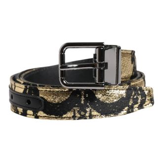 Dolce & Gabbana Multicolor Jacquard Leder Metall Schnalle G&uuml;rtel - - Accessories - Herren - Mehrfarbig - ONE SIZE