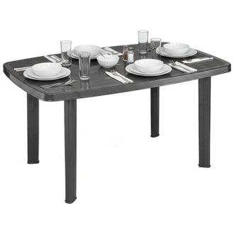Dmora Garten-/Terrassentisch Greggs, 6 Sitze, max. 137 cm, Made in Italy, glatte Oberfl&auml;che, 137x85x72h cm Anthrazit