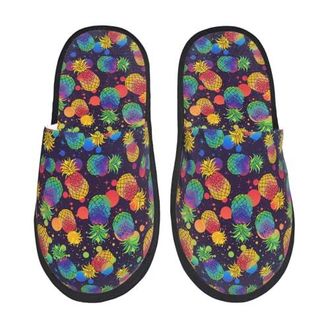 Generic Pantoufles De Voyage Ananas Color&eacute;s Peluche Fourrure Pantoufles Cozy Maison Slippers Pour Femmes Voyage Int&eacute;rieur M