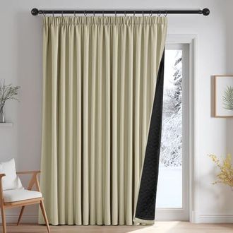 Deconovo Lot de 1 Rideau occultant, Opaque, avec Volants, Thermique, pour Chambre &agrave; Coucher, Salon, Isolation Thermique Dos Noir, 200L X 220H cm (1 Panneaux) B