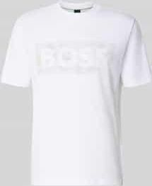 HUGO BOSS Regular Fit T-Shirt aus Baumwoll-Mix Modell TS_GLOBE LOGOPATTERN