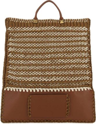 Valentino Garavani Homme, Sacs, Multicolore, Taille: ONE Size VG Crochet Leather Flat Tote Bag