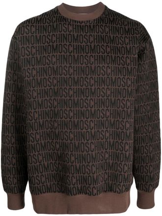 Moschino pull &agrave; logo imprim&eacute; - Marron