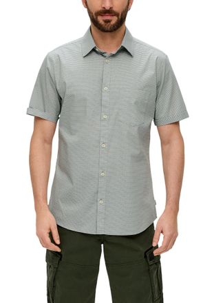 s.Oliver Slim: Kurzarmhemd aus Baumwollstretch