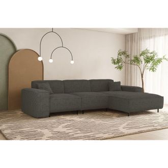 Fun M&ouml;bel Ecksofa Designersofa GLORIA in Stoff Scala Anthrazit Ottomane Rechts