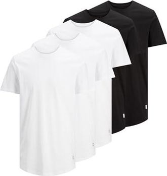 Jack & Jones Jjenoa Tee SS Crew Neck 5 PK MP T-Shirt, Noir, XXL Homme