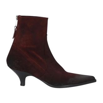 Elena Iachi Spitz zulaufender Wildleder-Stiefeletten - - Shoes - Damen - Rot - 37 EU