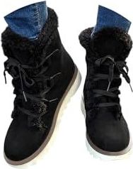 ORANDESIGNE Botte de Neige Femme Hiver Boots Fourr&eacute;es Chaussures &agrave; Lacets Hiver Bottines Chaude A Nero 43 EU