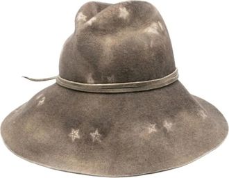 Yesey Yesey, Femme, Accessoires, Brun, Taille: 58 CM Chapeau en feutre imprimé détoiles