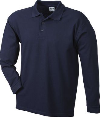 James & Nicholson Herren Polo-Piqu&eacute; Long-Sleeved Poloshirt, Blau (Navy), XX-Large