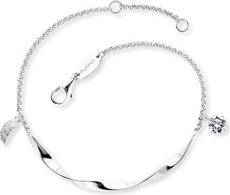 Engelsrufer Twist Damen Armband silber aus Sterling Silber mit kleinem Flügel und Zirkonia Anhänger silber - Karabinerverschluss - längenverstellbar - nickelfrei