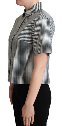 Dolce & Gabbana Womens White Green Cotton Checkered Shirt