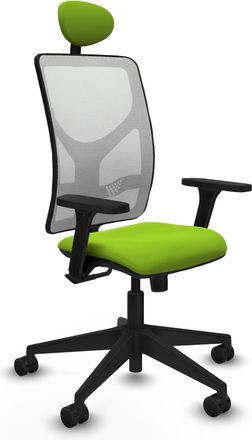 Piqueras y Crespo Arbeitsbankstuhl mit 3D-Armen, h&ouml;henverstellbarer Lendenwirbelst&uuml;tze und festem Kopfteil, ausgestattet mit 3 Positionen und Schneidschaum, Wei&szlig;/Pistaz