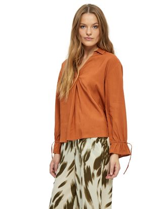 Desires Damen Elvan Bluse mit V-Ausschnitt und Langen Ärmeln, 5351 Glazed Ginger, 46