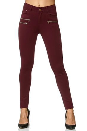 Elara Damen Stretch Hose Skinny Fit Jegging Chunkyrayan H86-5 Wine 44 (2XL)