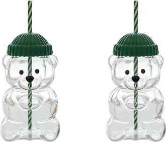 Generic 2025 Neuer Bärenbecher mit Strohhalm (20 oz), 590 ml, auslaufsicherer Deckel