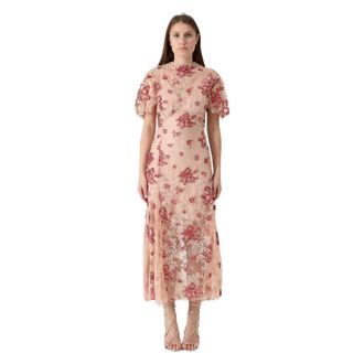 Sabina Mus&aacute;yev Langes Spitzenbesticktes Paillettenkleid - - Dresses - Damen - Mehrfarbig - M