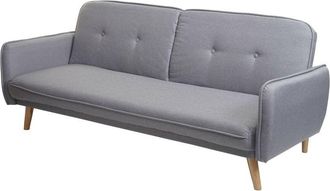 Hhg Schlafsofa 468, Couch Klappsofa G&auml;stebett Bettsofa, Schlaffunktion Stoff/Textil 185cm grau