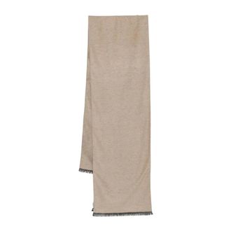 Emporio Armani Homme, Accessoires, Beige, Taille: ONE Size Écharpe en Soie à Franges