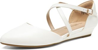 Dream Pairs Damen Flache Schuhe Ballerinas mit spitzer Zehenpartie Flache Schuhe niedrigem Keilabsatz Knöchelriemen Slip-on-Schuhe Elegante fürs Büro Arbeit,Size 