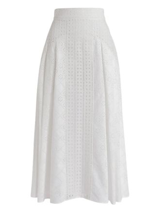 Alberta Ferretti jupe mi-longue &agrave; d&eacute;tails doeillets - Blanc