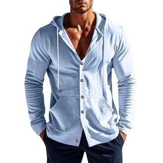 Generic Chemise en lin pour homme - Haut blanc - Chemise en lin pour homme - Polo coupe ajust&eacute;e pour gar&ccedil;ons - Hauts d&eacute;contract&eacute;s pour hommes - T-shirts en co