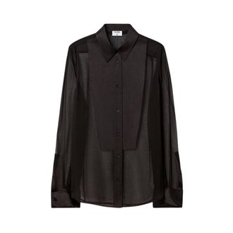 Filippa K Femme, Blouses et Chemises, Noir, Taille: 40 FR Sheer Silk Tuxedo Shirt