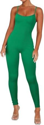 Generic Combinaison une pi&egrave;ce pour femme - Combinaison dentra&icirc;nement pour femme - Combinaison de yoga moulante c&ocirc;tel&eacute;e &agrave; bretelles spaghetti - Barboteuse trop