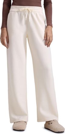 CRZ YOGA Damen Jogginghose Gefütterte Baumwolle Hohe Taille Joggers Soft Freizeithose Winter Lounge Hosen mit Taschen - 76cm Weiße Aprikose 44