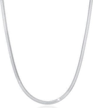 Elli PREMIUM Collier Chaîne de serpent plate et élégante à chevrons pour dames, blogueuse de tendances en argent sterling 925