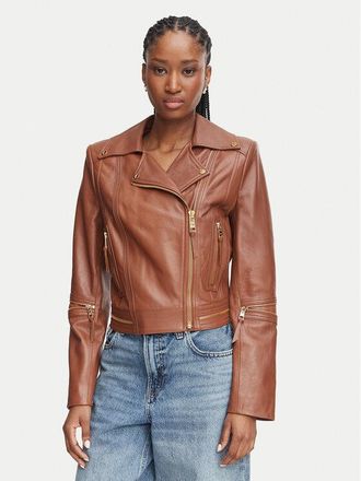 Elisabetta Franchi Lederjacke GD-01Z-66E2-V1490 Braun Regular Fit