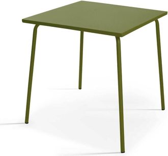 Oviala Quadratischer Gartentisch aus Metall Khakigrün - Palavas