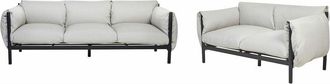 Beliani Lounge Set Hellgrau und Schwarz Aluminium 2-teilig f&uuml;r 5 Personen mit Kissen Stoff 2er und 3er Sofa Outdoor Terrasse Garten Ausstattung M&ouml;bel