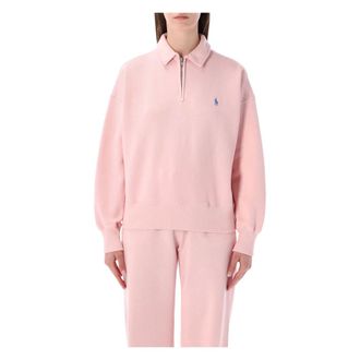 Ralph Lauren Femme, Sweatshirts et sweats &agrave; capuche, Rose, Taille: 42 FR Lightweight Fleece Quarter-Zip