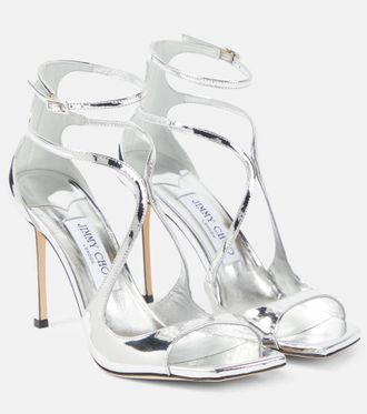 Jimmy Choo London Sandalen Azia 95 aus Metallic-Leder